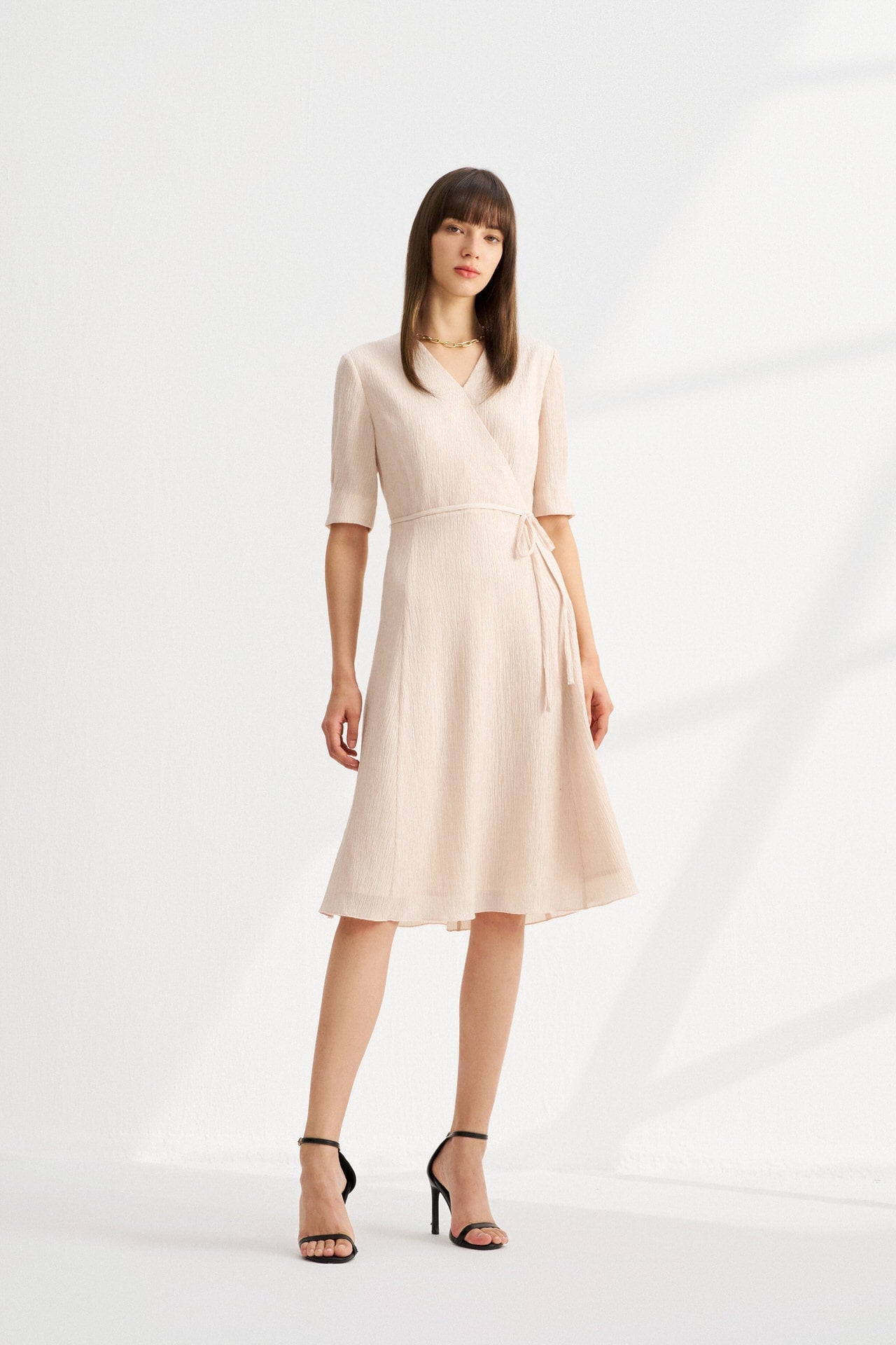 V-Neck Wrapped Maxi Dress with Fabric Belt – G2000 SG